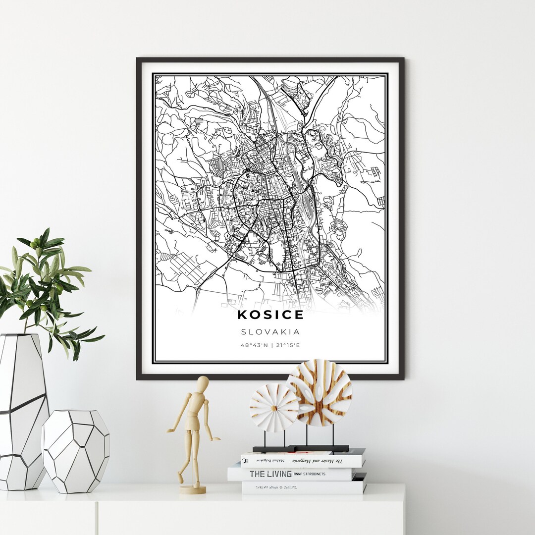 Kosice Map Print, Slovakia Map Art Poster, Kassa Kaschau, City Map Wall ...