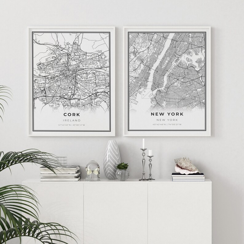 Cork Map Print Ireland Map Art Poster Corcaigh Munster City - Etsy