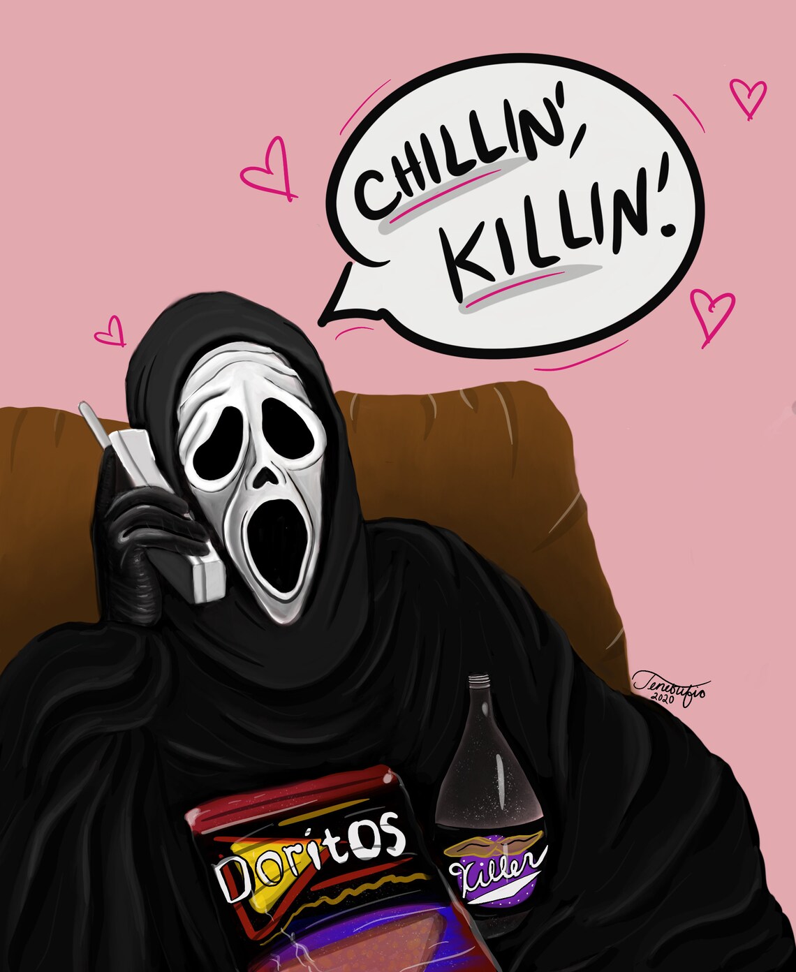 Chillin Killin Scream Ghostface Scary Movie Digital Art Print | Etsy