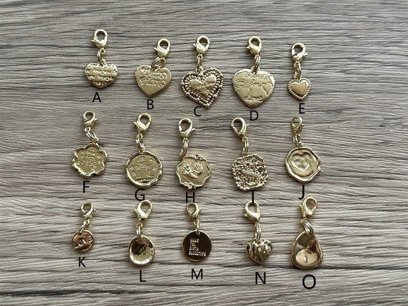 1pc Gold Clip-on Heart Charm,14k Gold Colorful Clip on Heart Charm With ...