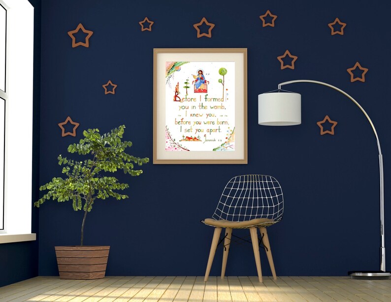 Digital Wall Art Art, Printable Bible Verse, Hand Drawn Illustration ...