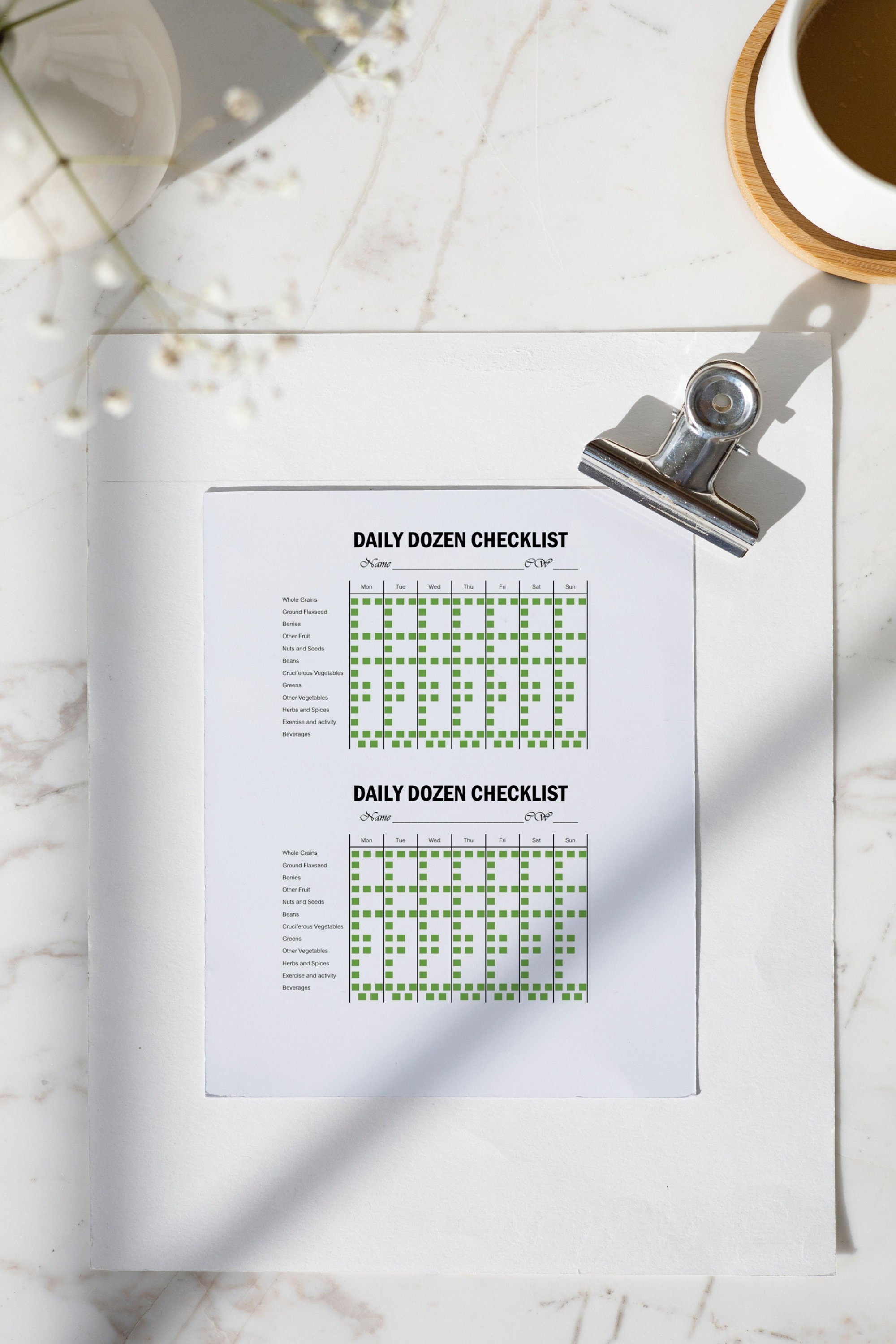 Daily Dozen: Your Weekly Checklist and Portion Guides for a - Etsy