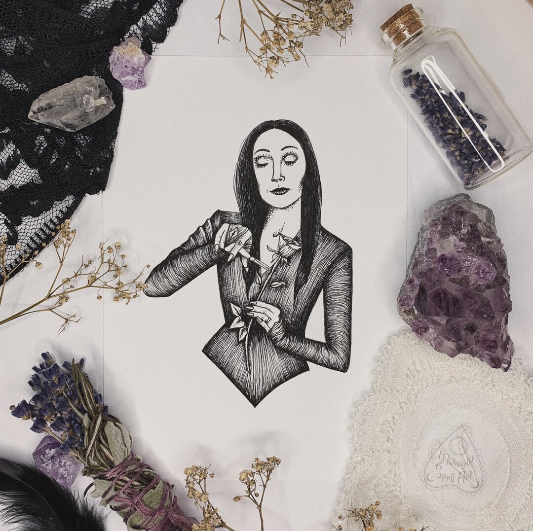 Morticia Addams - Art Print| 5x7 | Gothic Art | Witchy Illustration ...