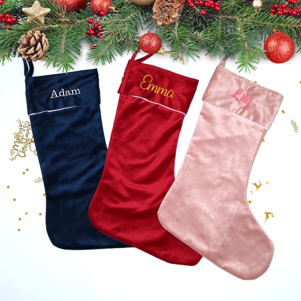 Embroidered Velvet Stocking - Etsy