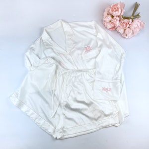 Personalised Wedding Pyjamas With Sleeve Embroidery, Wedding Keepsake ...