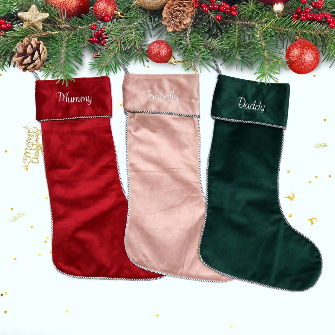 Personalised Christmas Stocking | Large Christmas Stocking | Velvet ...