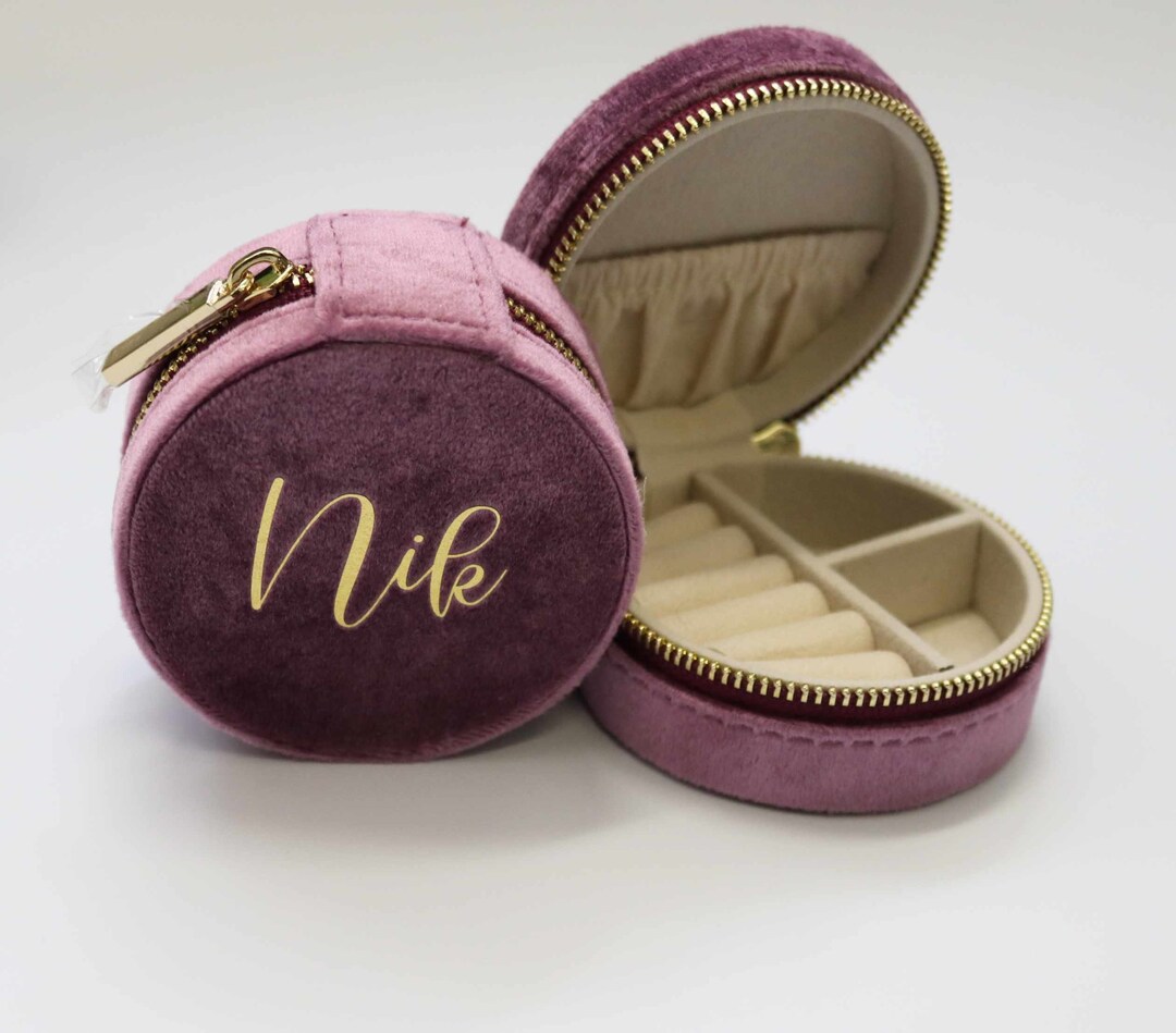 Personalised Purple Round Velvet Jewellery Box - Etsy