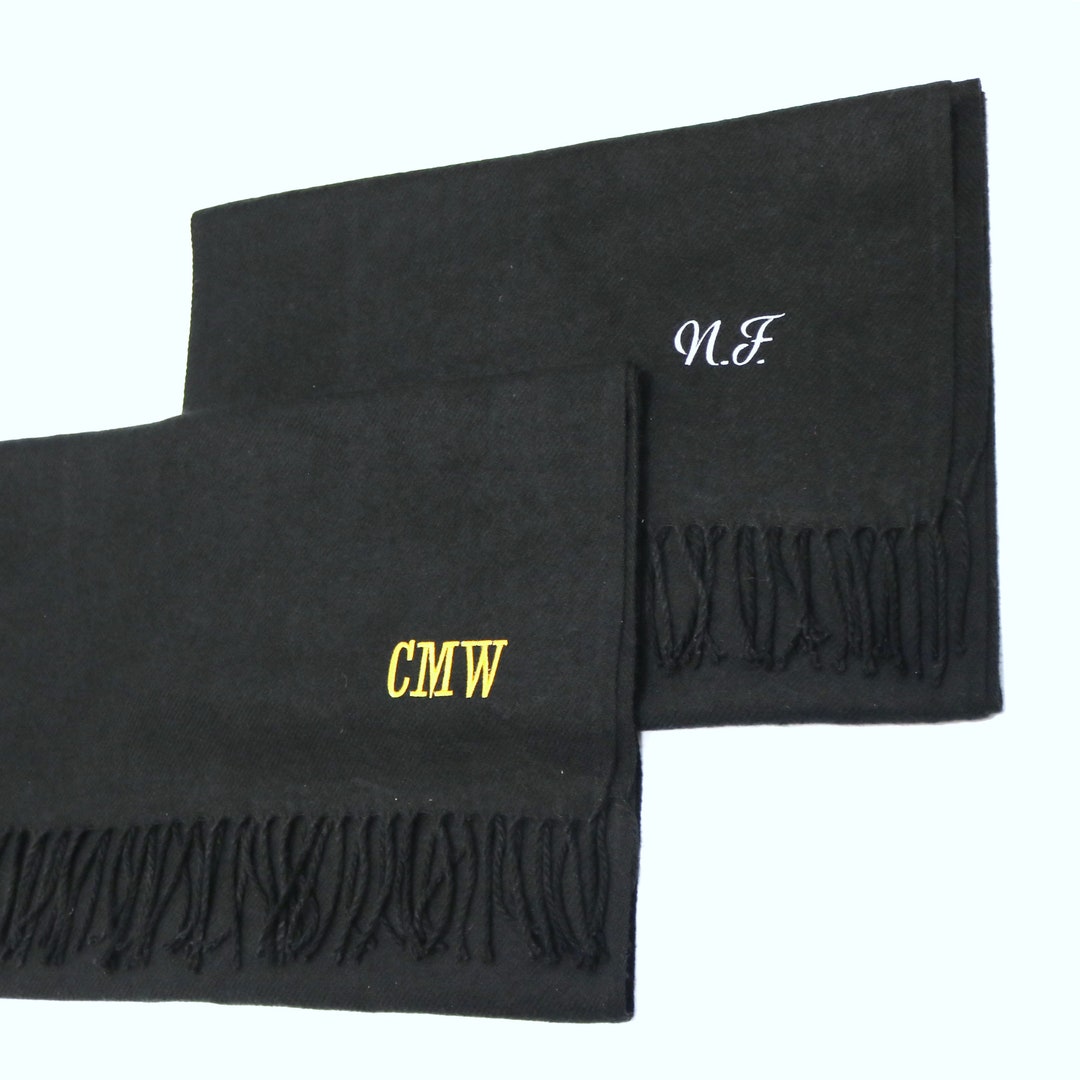 Mens Personalised Scarf With Embroidered Initials or Name, Customised ...