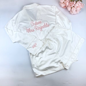 Personalised Wedding Pyjamas With Sleeve Embroidery, Wedding Keepsake ...