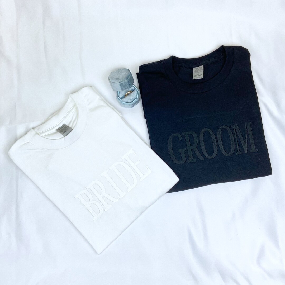 Personalised Bride And Groom T Shirt Embroidered Bride And Groom T Shirt