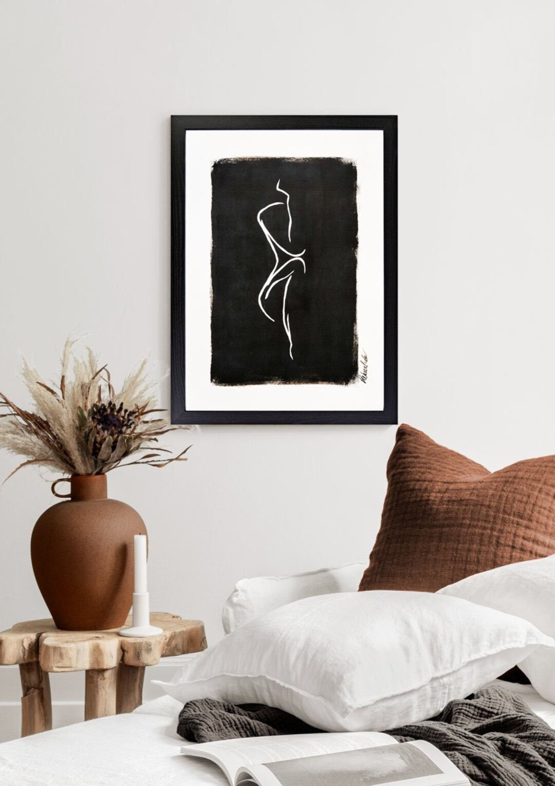 Female Form Line Art Print: Hand-signed Gouache Painting - Etsy