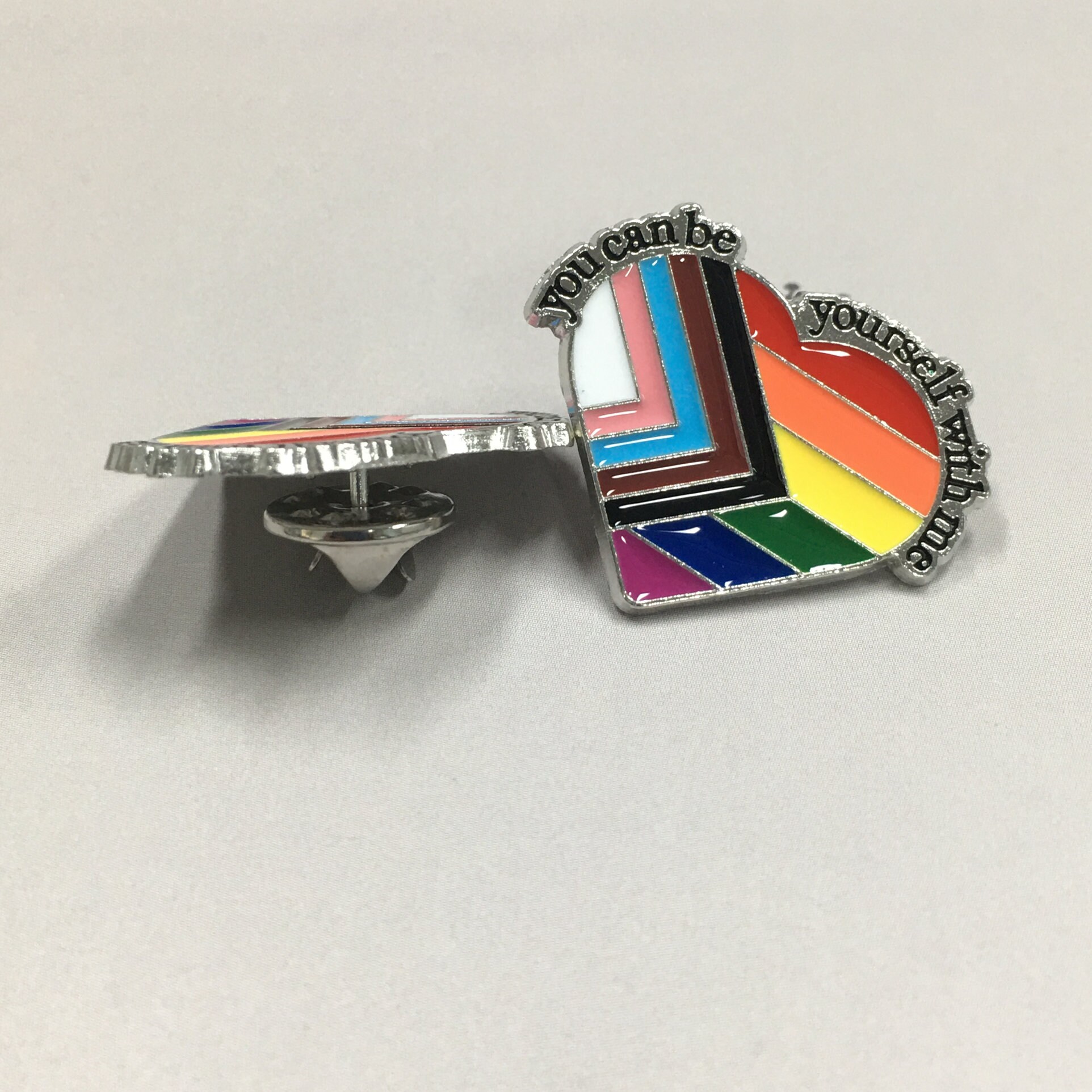 You Can Be Yourself With Me Lapel Pin, Rainbow Heart Enamel Pin, Lgbt ...