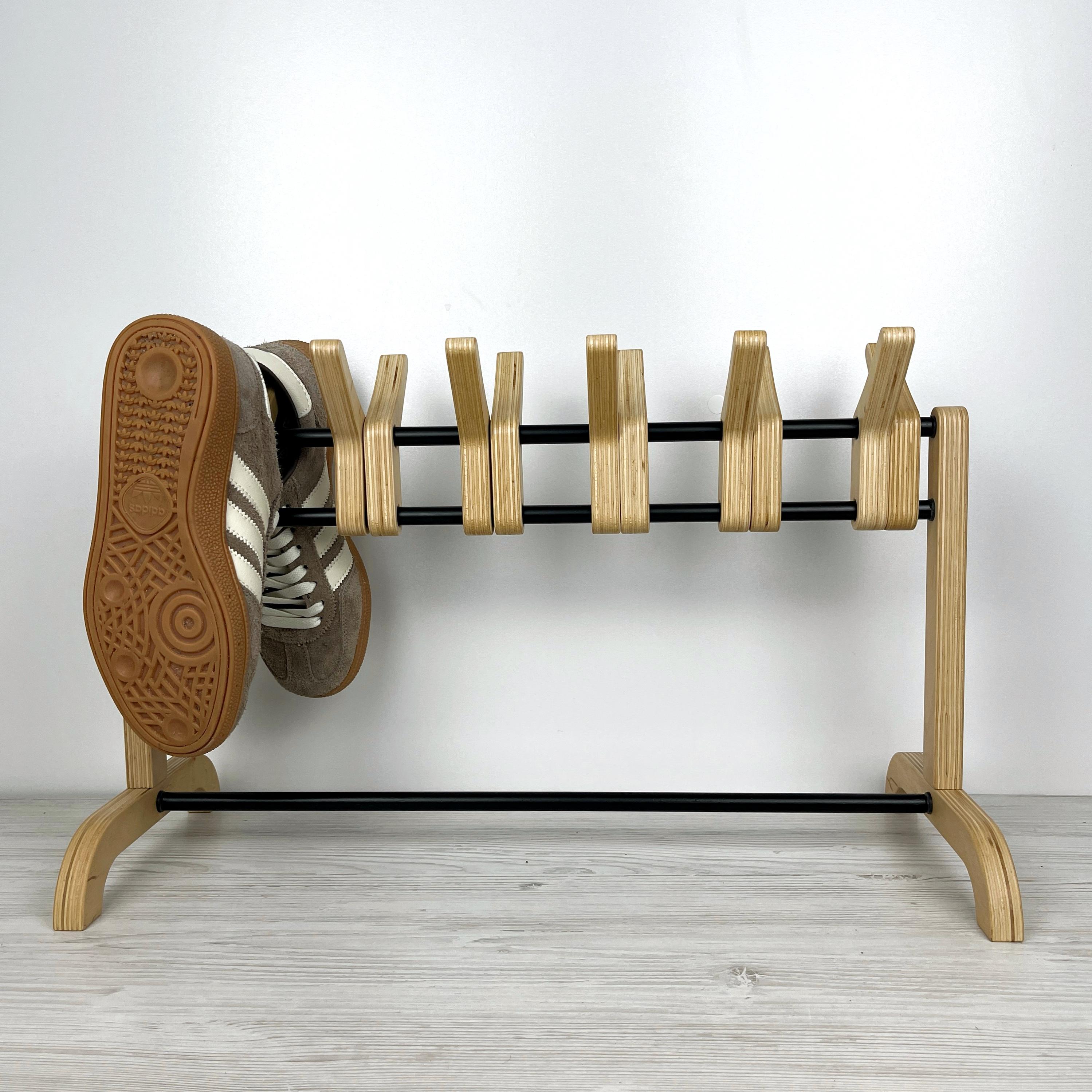Double Sided Wooden Shoe Stand | Unique Shoe Rack for Entryway | 6 Pair ...