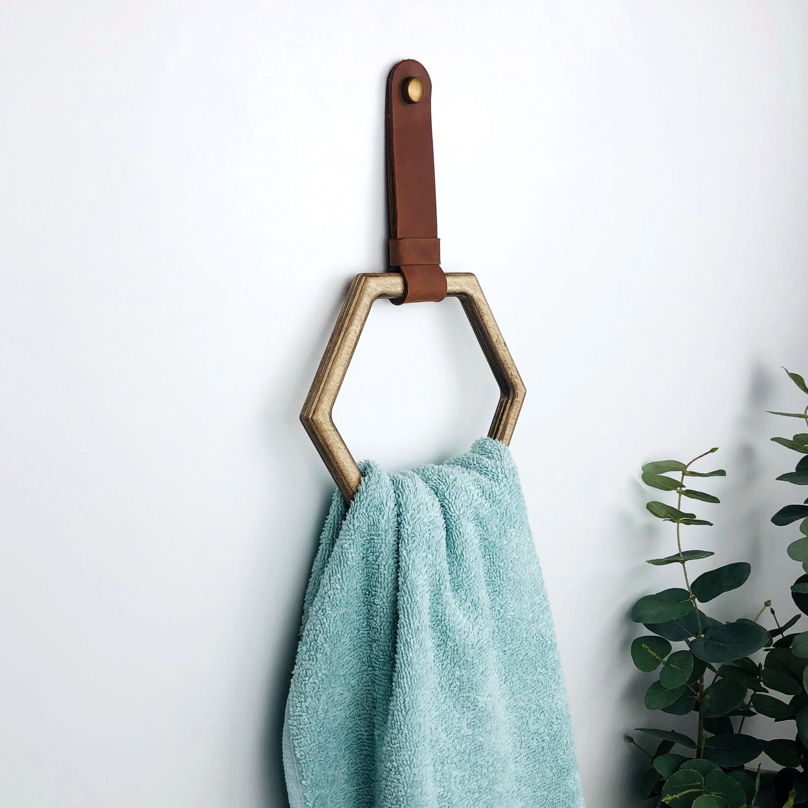 Hexagon Towel Ring for Bathroom Wooden Hand Towel Holder - Etsy