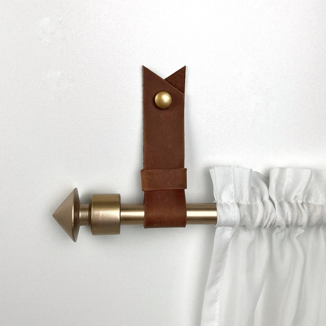 Leather Curtain Rod Holder Straps: Wall Hanging Brackets (2 Pcs) - Etsy