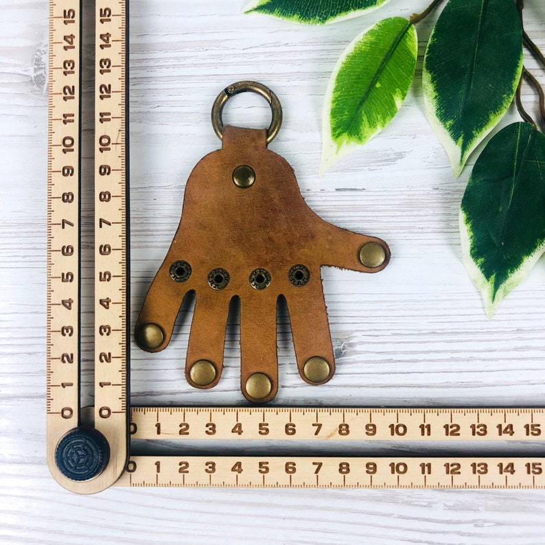 Rock on Hand Leather Keychain, Unique Key Organizer, 3rd Anniversary ...