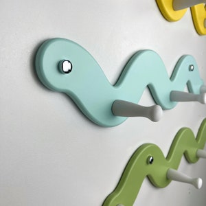 Squiggle Snake Coat Rack With 3 Hooks | Wavy Colorful Peg Rail Hooks ...