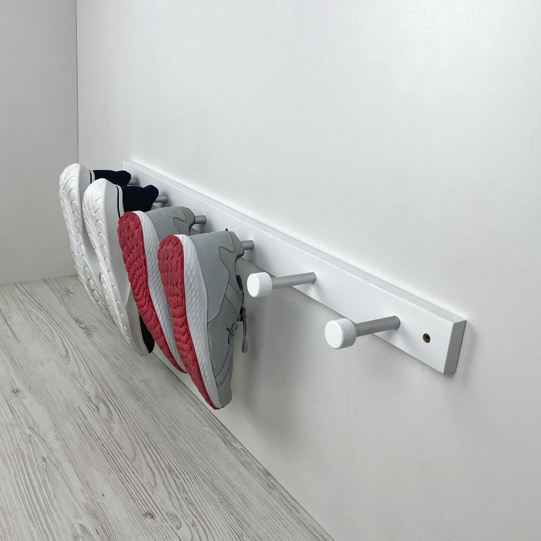 White Wall Mount Shoe Rack for Entryway | Shoe Peg Storage Organizer - Etsy