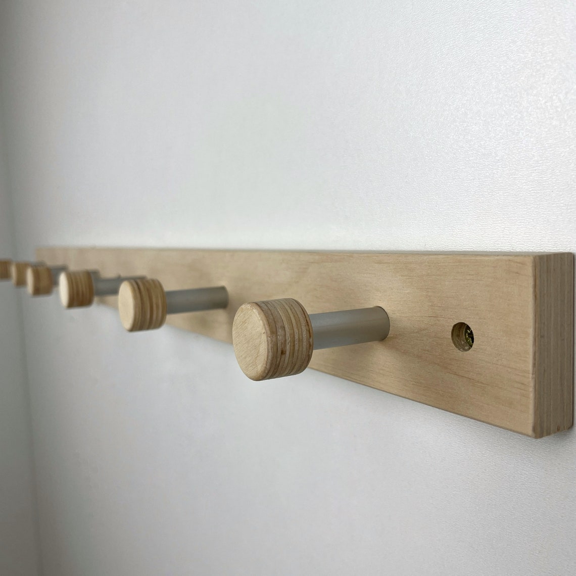 Modern Peg Rail Coat Rack for Wall | Wood and Metal Hook Hanger for ...