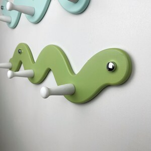 Squiggle Snake Coat Rack With 3 Hooks | Wavy Colorful Peg Rail Hooks ...