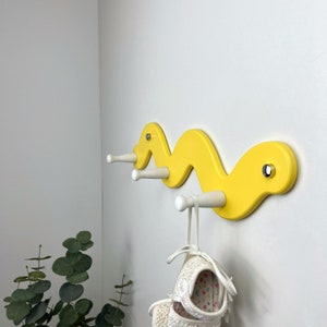 Squiggle Snake Coat Rack With 3 Hooks | Wavy Colorful Peg Rail Hooks ...