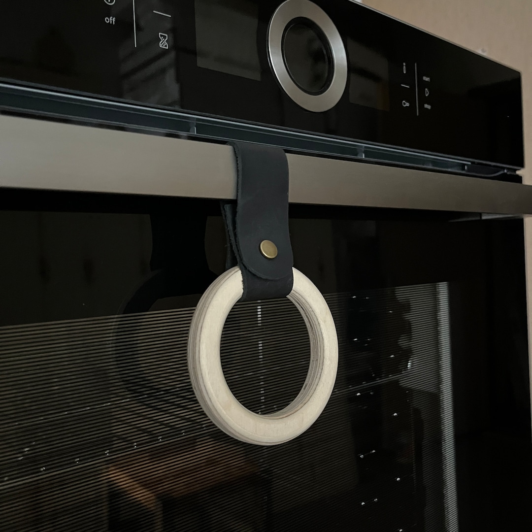 Wood Hand Towel Ring With Leather Strap for Stove - Etsy