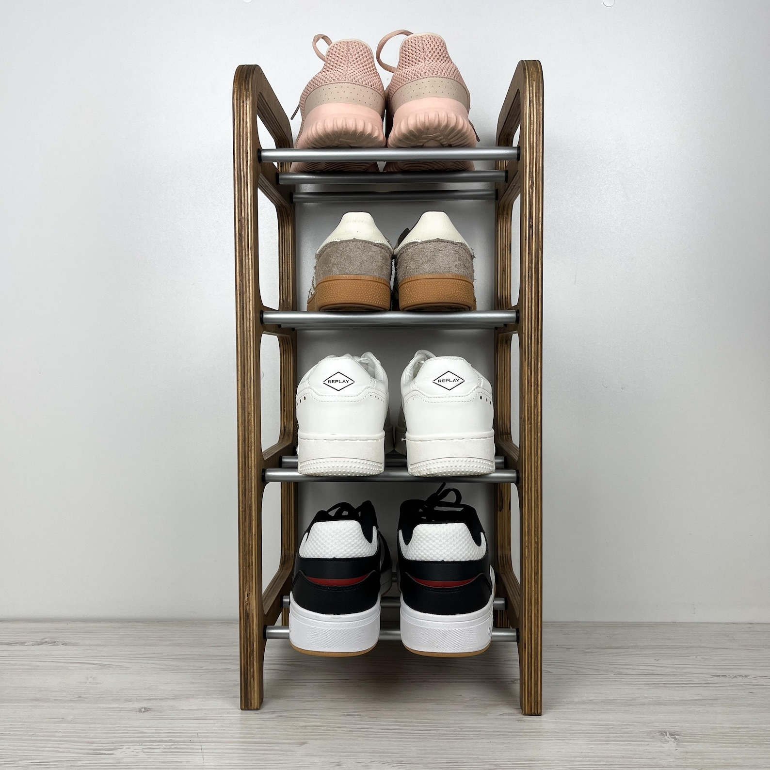 Narrow Small Vertical Shoe Rack | Small Entryway Wooden Shoe Organizer ...