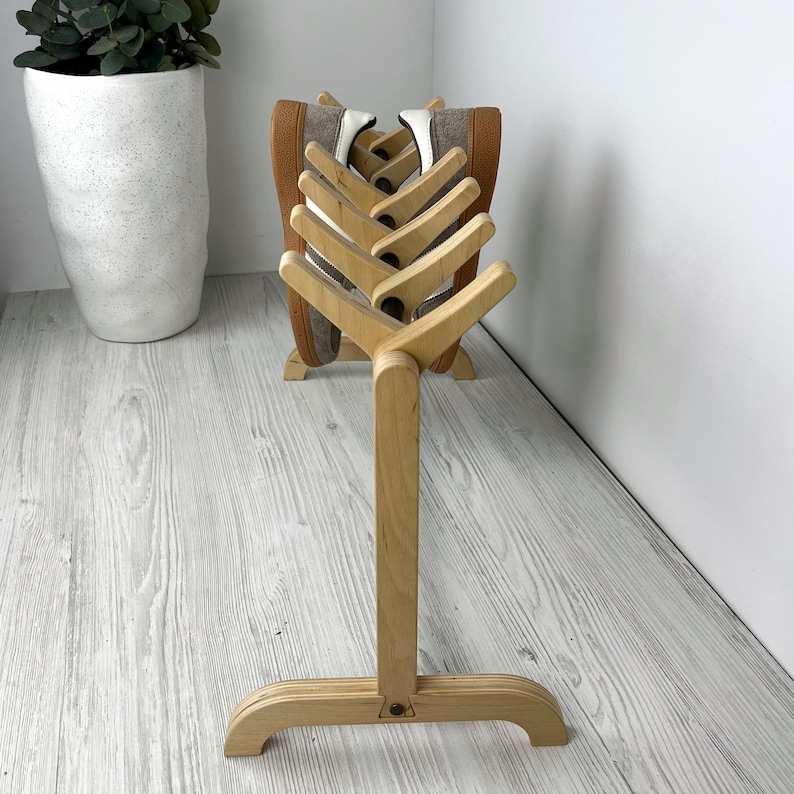 Double Sided Wooden Shoe Stand | Unique Shoe Rack for Entryway | 6 Pair ...