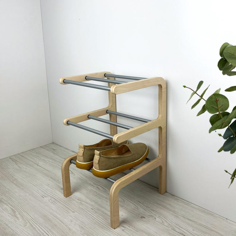 3-tier Wooden Shoe Rack: Narrow Vertical Entryway Organizer - Etsy