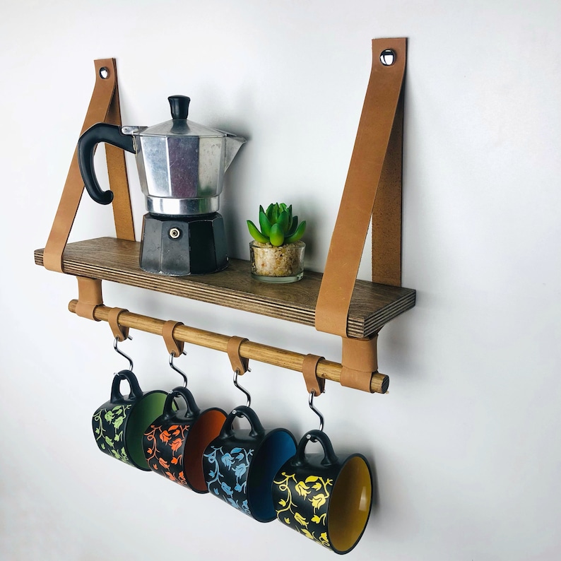 18 Inch Coffee Mug Shelf With 4 S-hooks Kitchen Mug Rack Shelf | Etsy