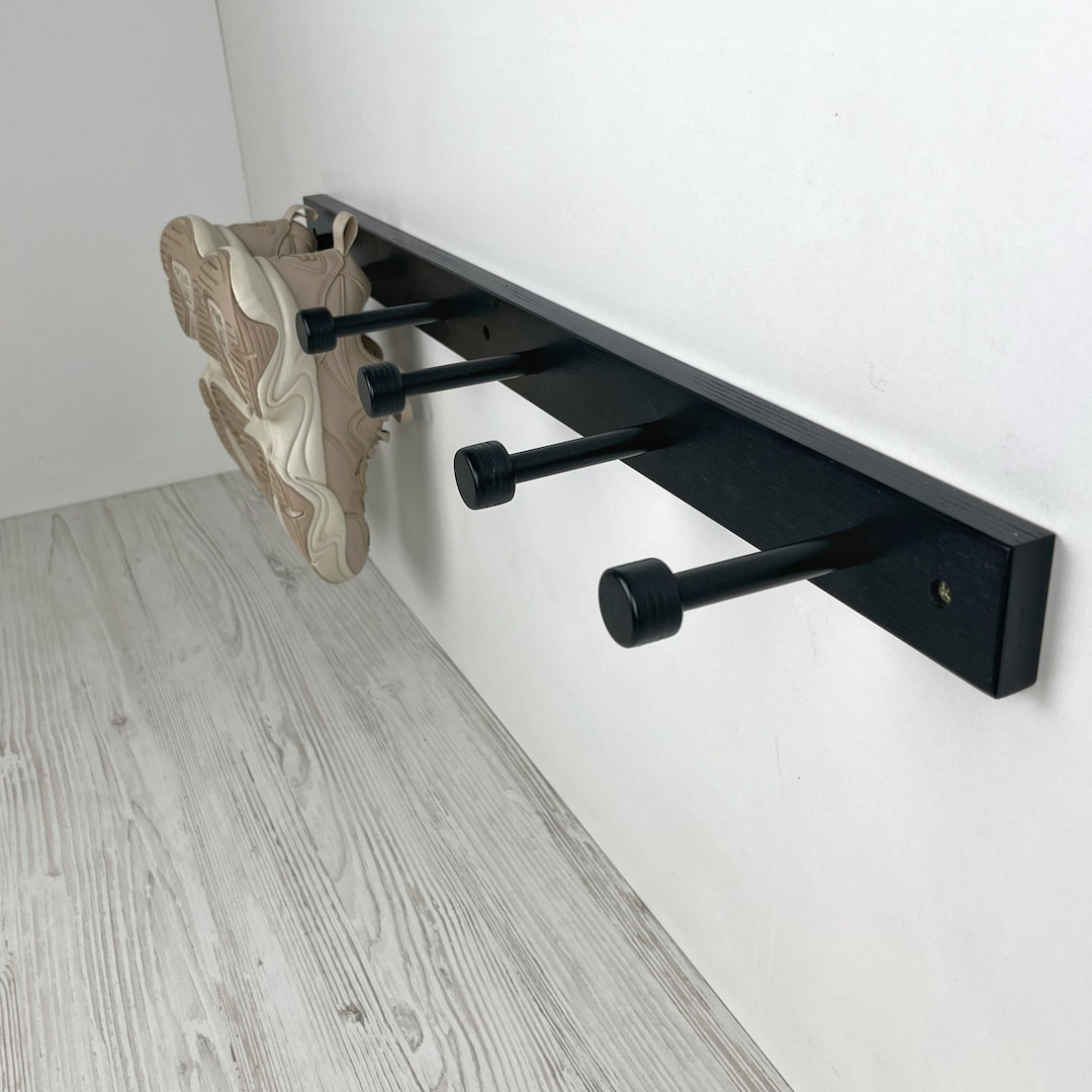 Black Shoe Peg Rack for Entryway | Wall Mount Shoe Hanger Hooks - Etsy ...