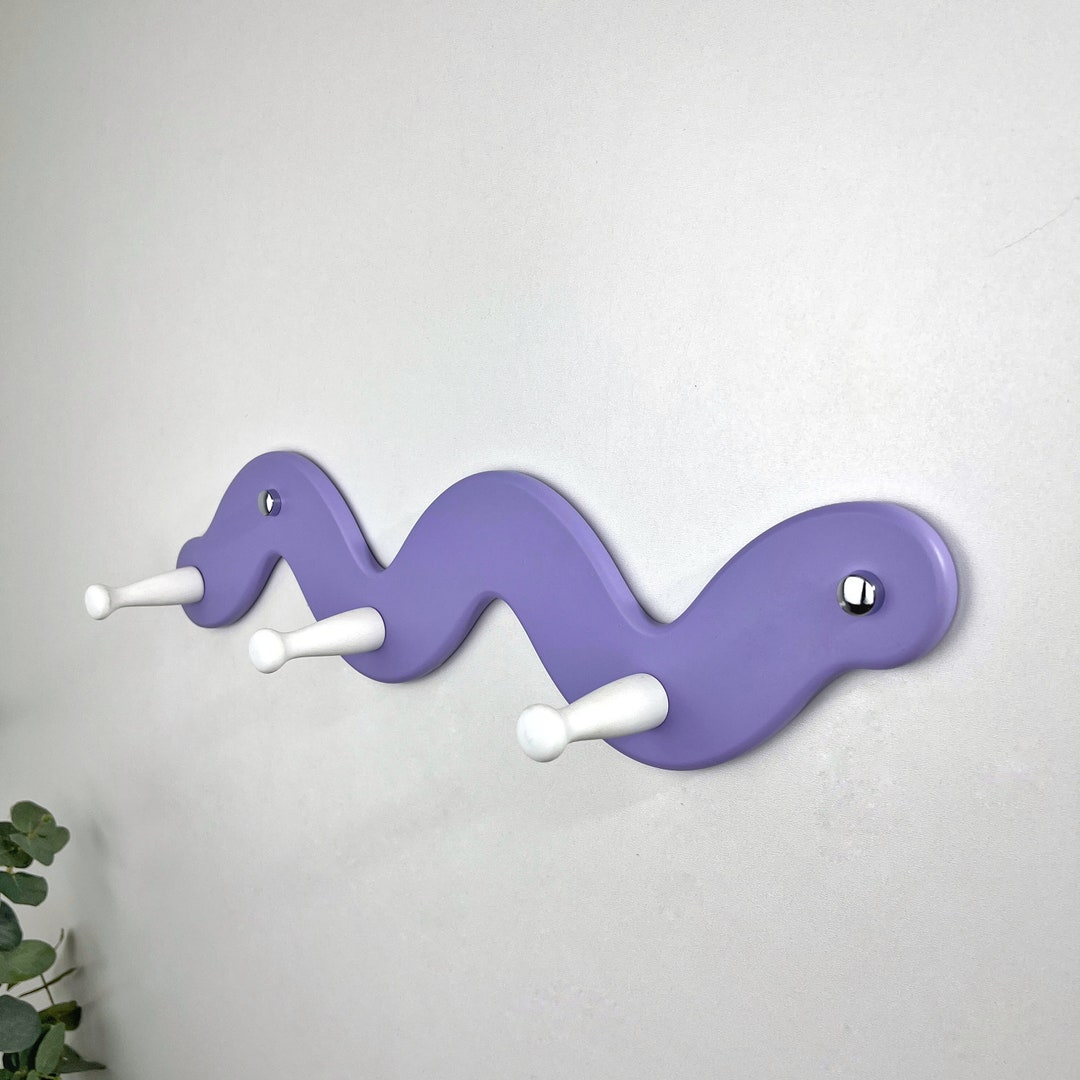 Cute Colorful Snake Coat Hanger for Wall | Wavy Worm Hook Rack for Cozy ...