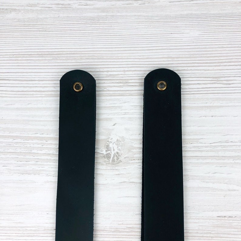 Black Leather Shelf Support Brackets Floating Shelf Straps Wall Hanging ...