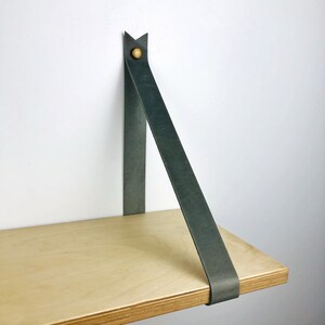 Leather Strap Shelf, Gray Shelf Brackets, Wall Hanging Straps for Shelf ...