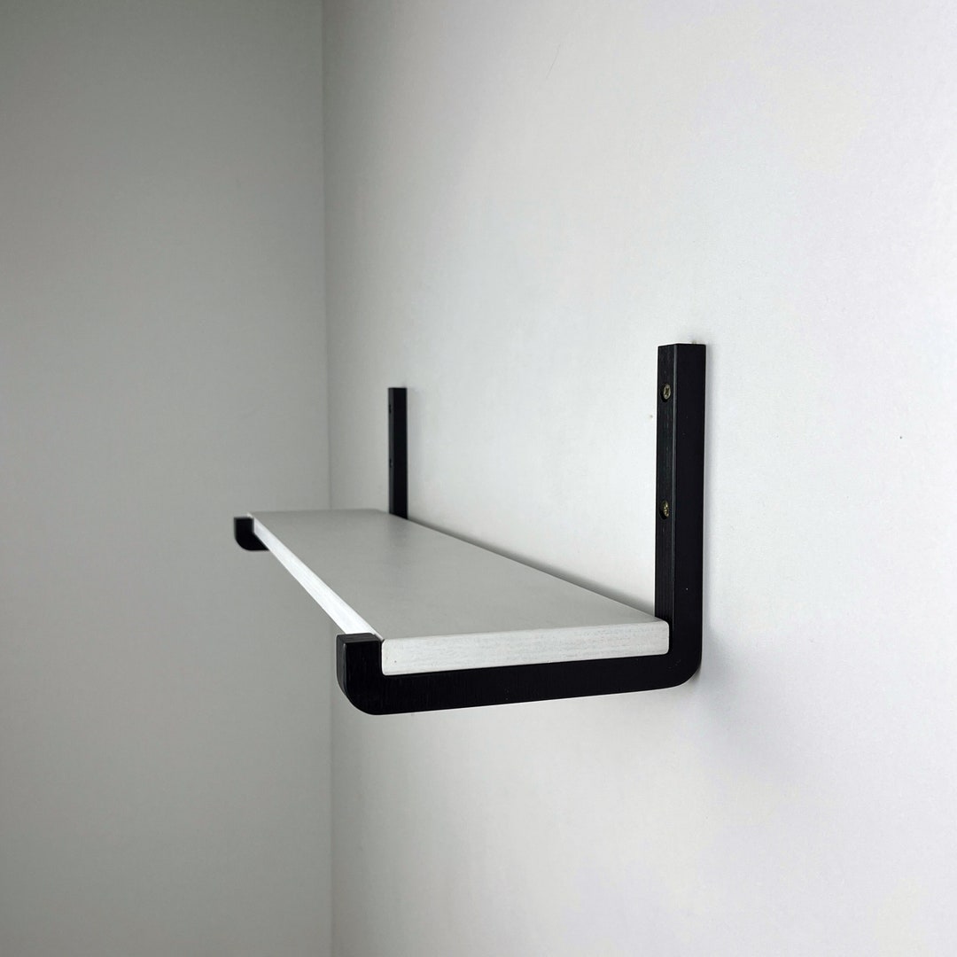 Black Shelf Brackets With Lip, Wooden L Brackets for Shelves, Wall Floating Shelf Hardware (set ...