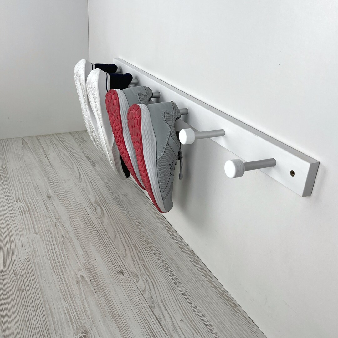 White Wall Mount Shoe Rack for Entryway Shoe Peg Storage - Etsy