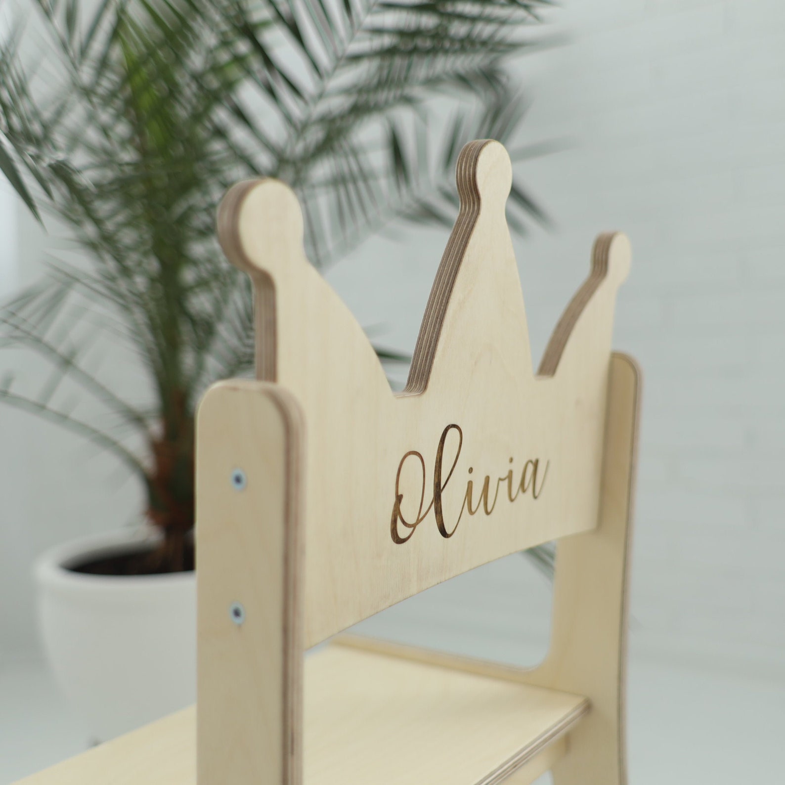 Princess crown chair for girls room Wooden kids chair | Etsy