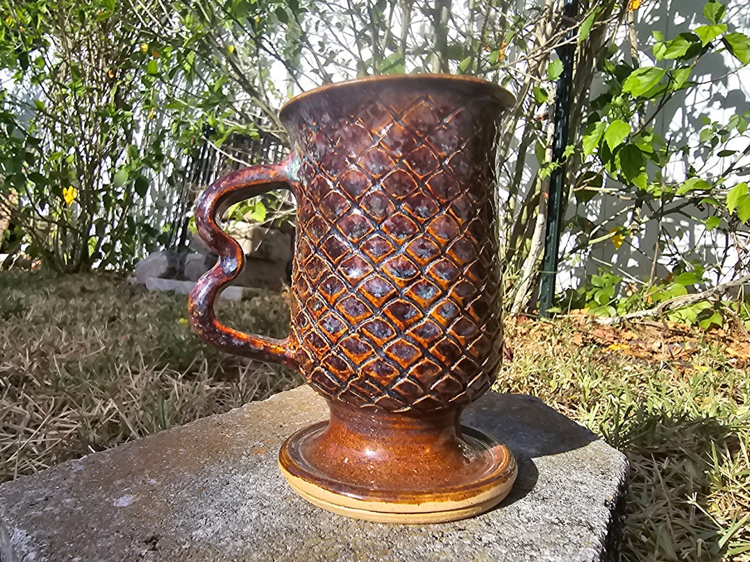 Handmade Scale Mug Brown Blue Orange Multi-color Unique Ceramic Pottery ...
