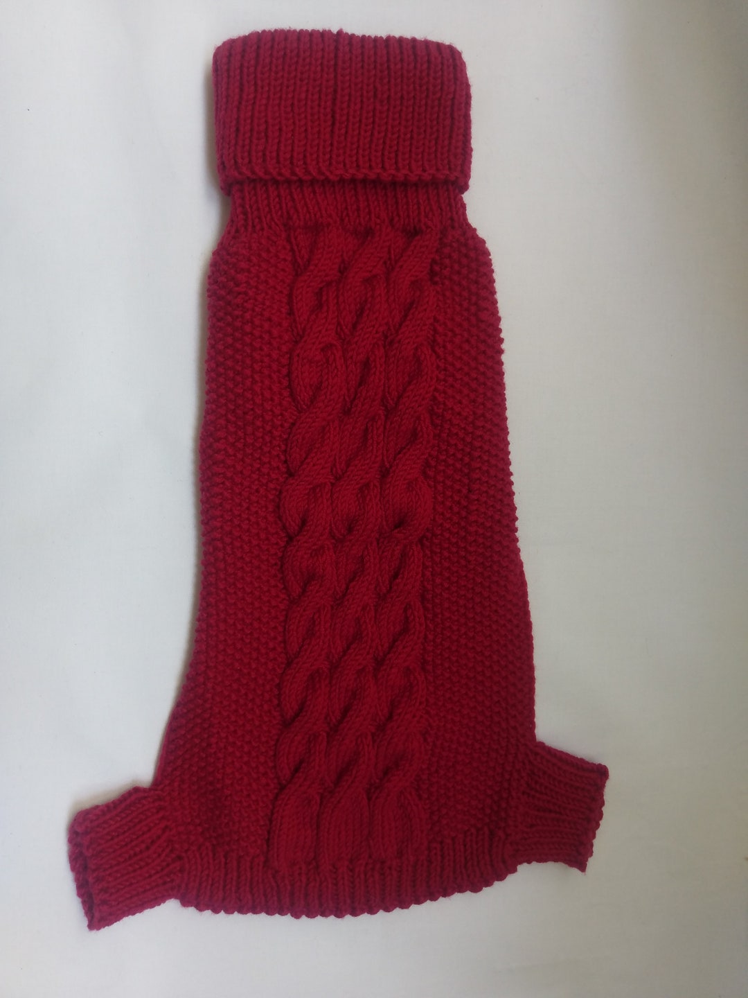 Red Dog Clothes,cable Dog Sweater ,handknit ,dog Clothing ,medium ...