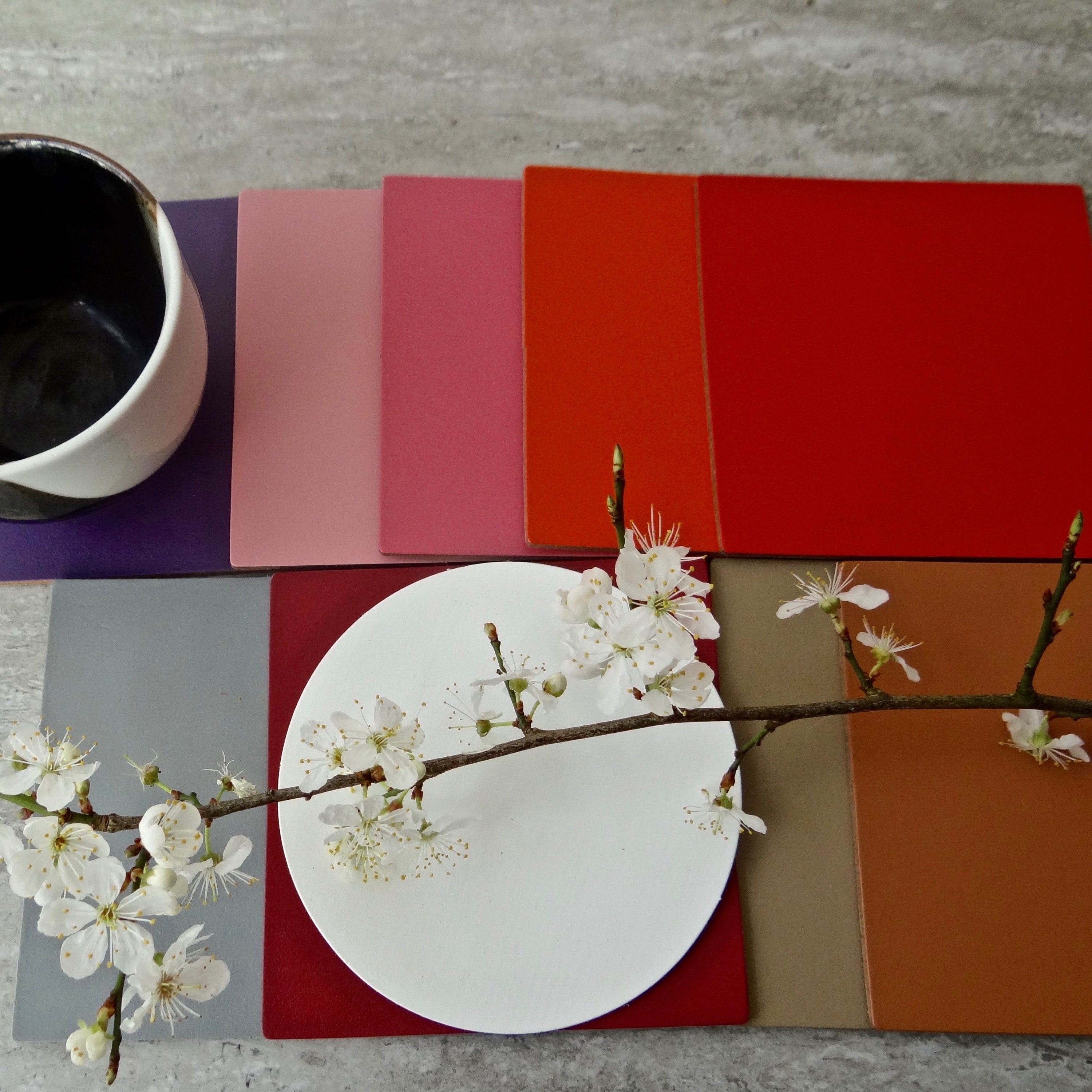 Set of Six Leather Coasters - Etsy