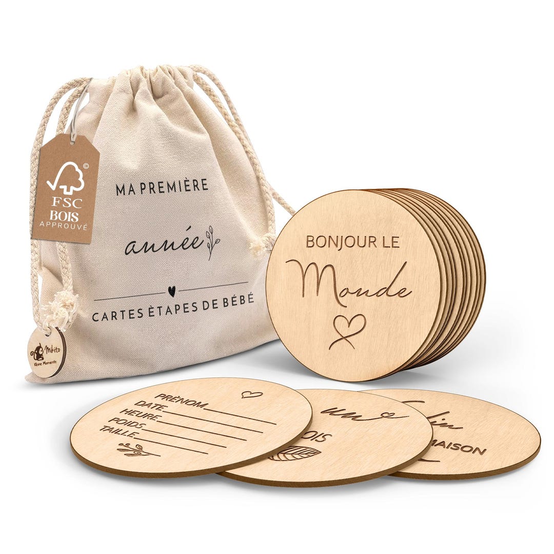 Cartes étapes Bébé En Bois En Français - 30 Moments of the Naissance à ...