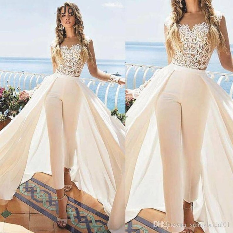 White bridal jumpsuit wedding reception jumpsuit womens | Etsy White bridal jumpsuit wedding reception jumpsuit womens | Etsy
