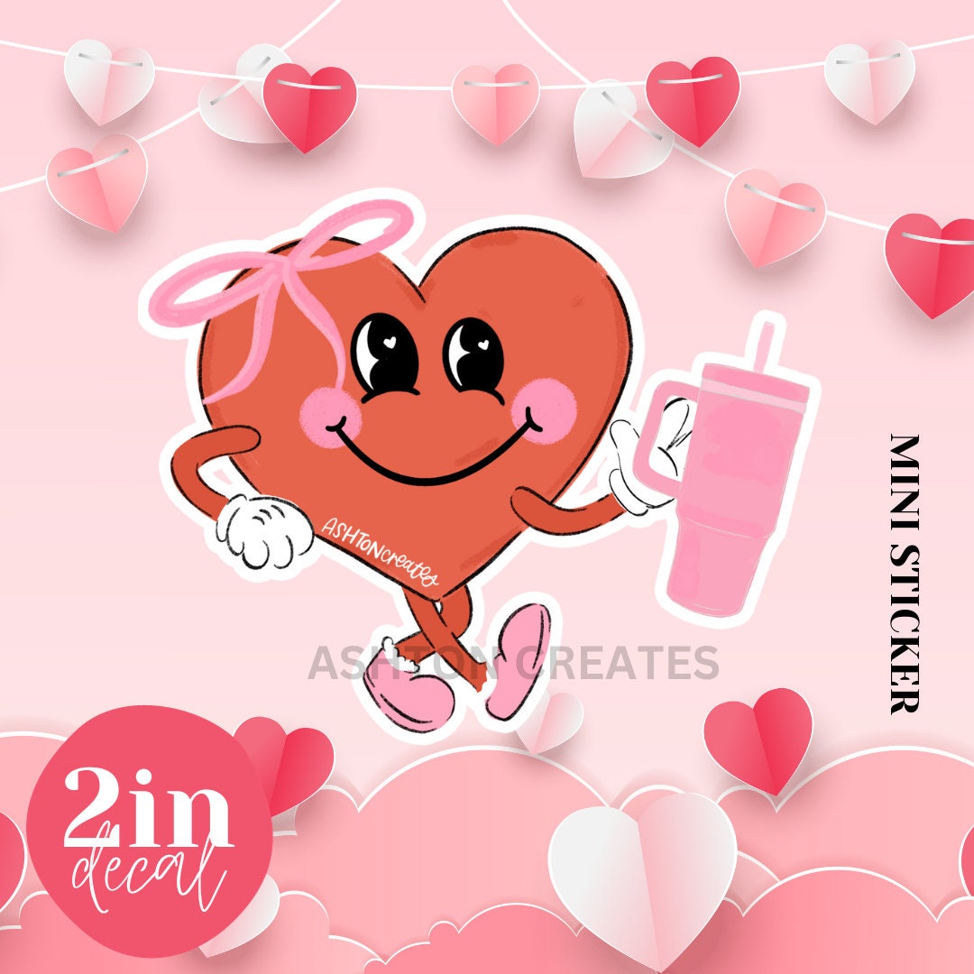 Valentine DECAL / Mini Decal / Small Decal / Holiday Decal / Vintage ...