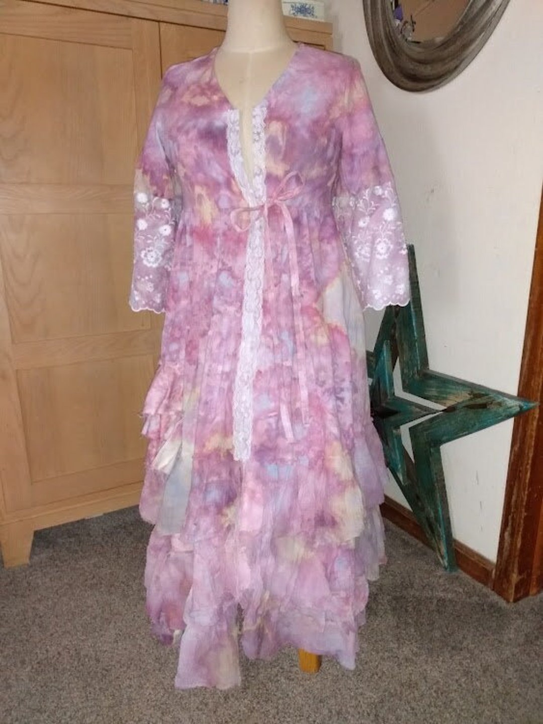 Upcycled Recycled Ice Dyed Hippie Boho Gypsy Style Duster Shabby Chic ...