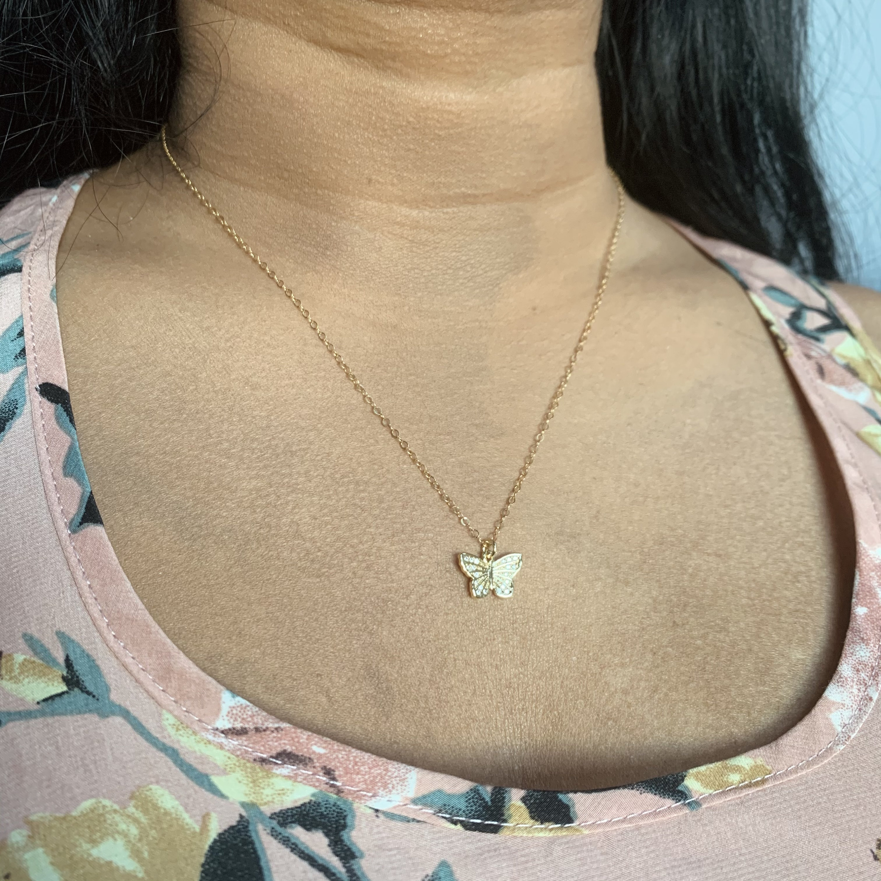 Gold Butterfly Necklace, Gold Filled Butterfly Charm Necklace, Gold ...