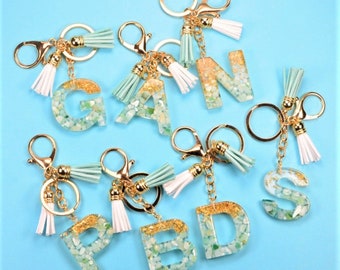 Resin Initial Keychain | Etsy