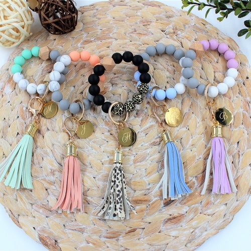 Rhombus Personalized Wristlet Keychain Tassel Key Chain - Etsy