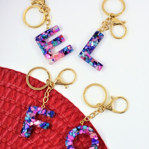 Initial Resin Keychain Letter Keychain Personalized - Etsy Initial Resin Keychain Letter Keychain Personalized - Etsy