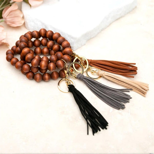 Wood Bead Keychain - Etsy