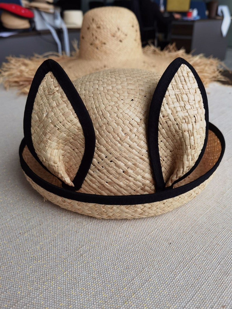 Pretty Bunny Straw Hat Raffia Straw Hat Kids Rabbit Hat for - Etsy